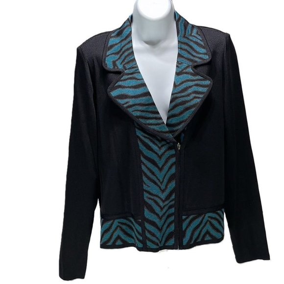 Misook | Jackets & Coats | Misook Jacket Black Full Zip Front Knit ...